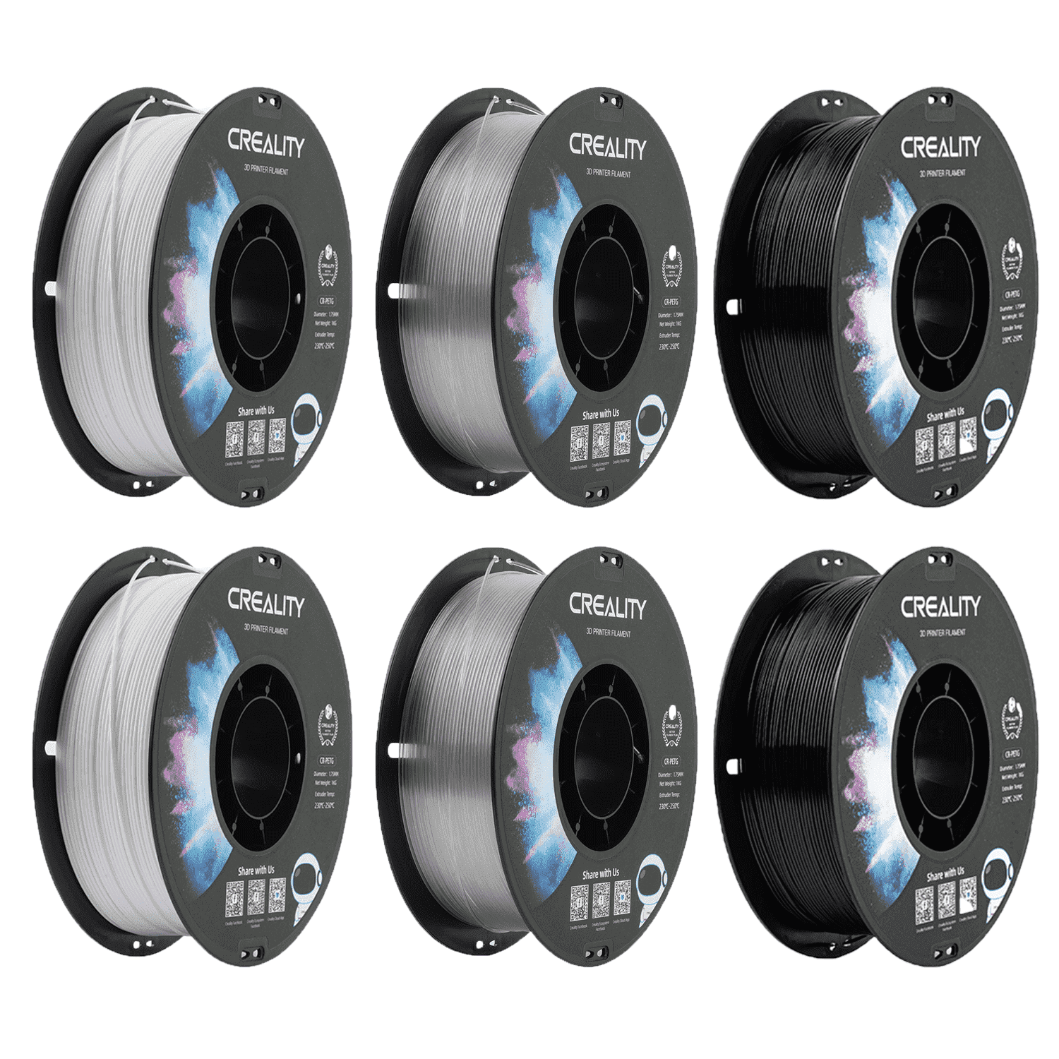 Official Creality 6-Pack PETG 3D Printer Filament Non-Toxic Excellent ...