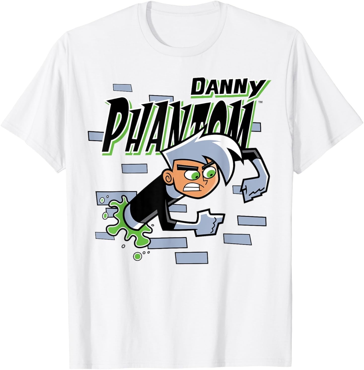 Official Danny Phantom Tee – Breaking Through Brick Wall Cartoon Shirt - Walmart.com