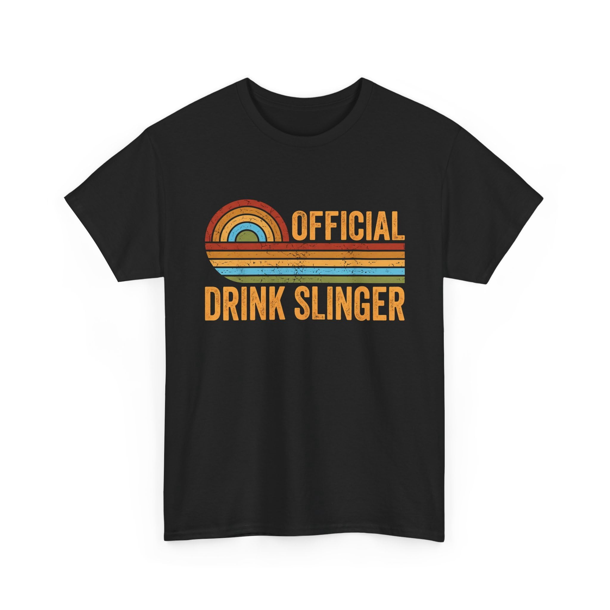 Official Drink Slinger Retro Sunset Graphic-Funny Bartender ...