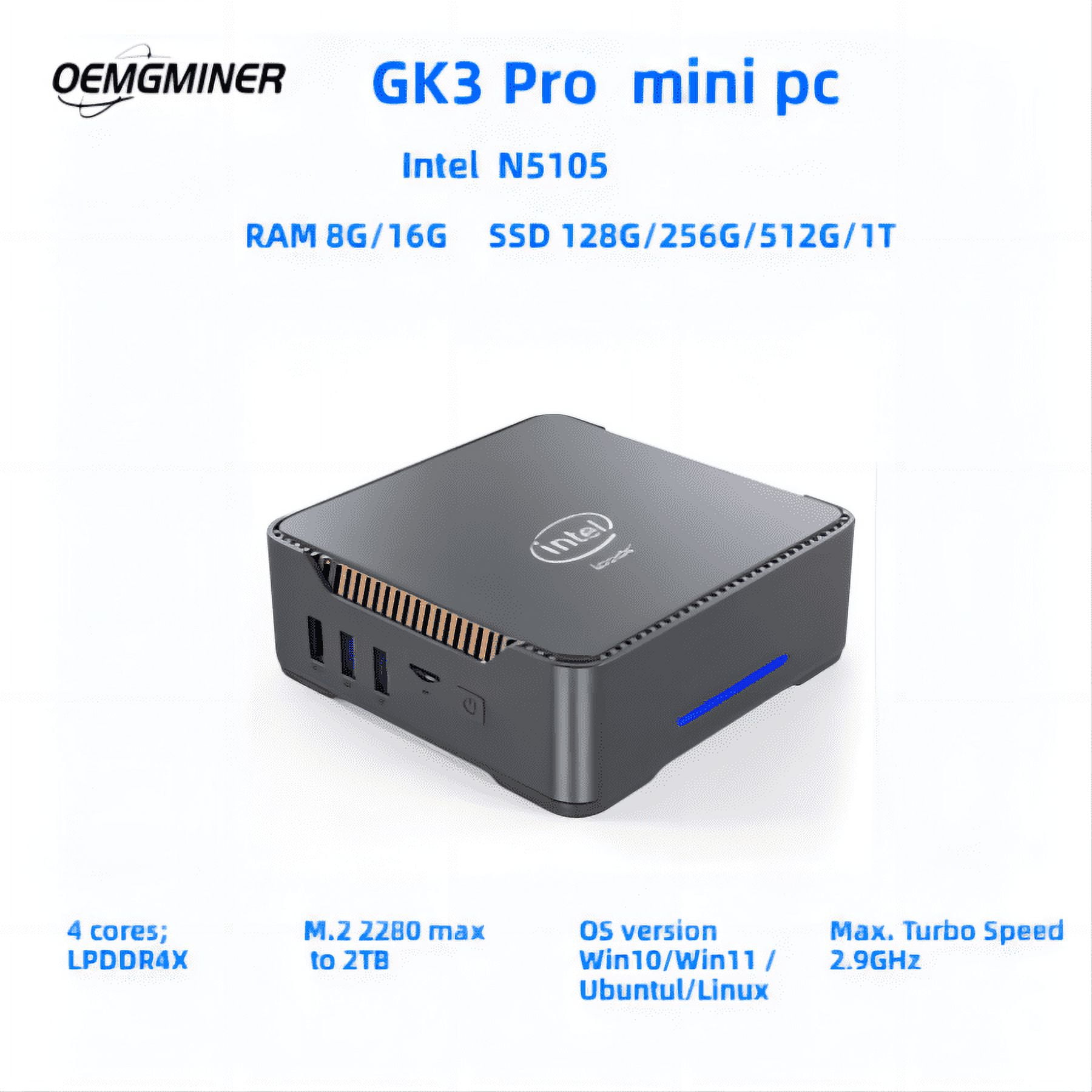 GK3 Pro GK3V Mini PC - Intel N5105, Windows 11, 8GB DDR4, 256GB, 1000M ...
