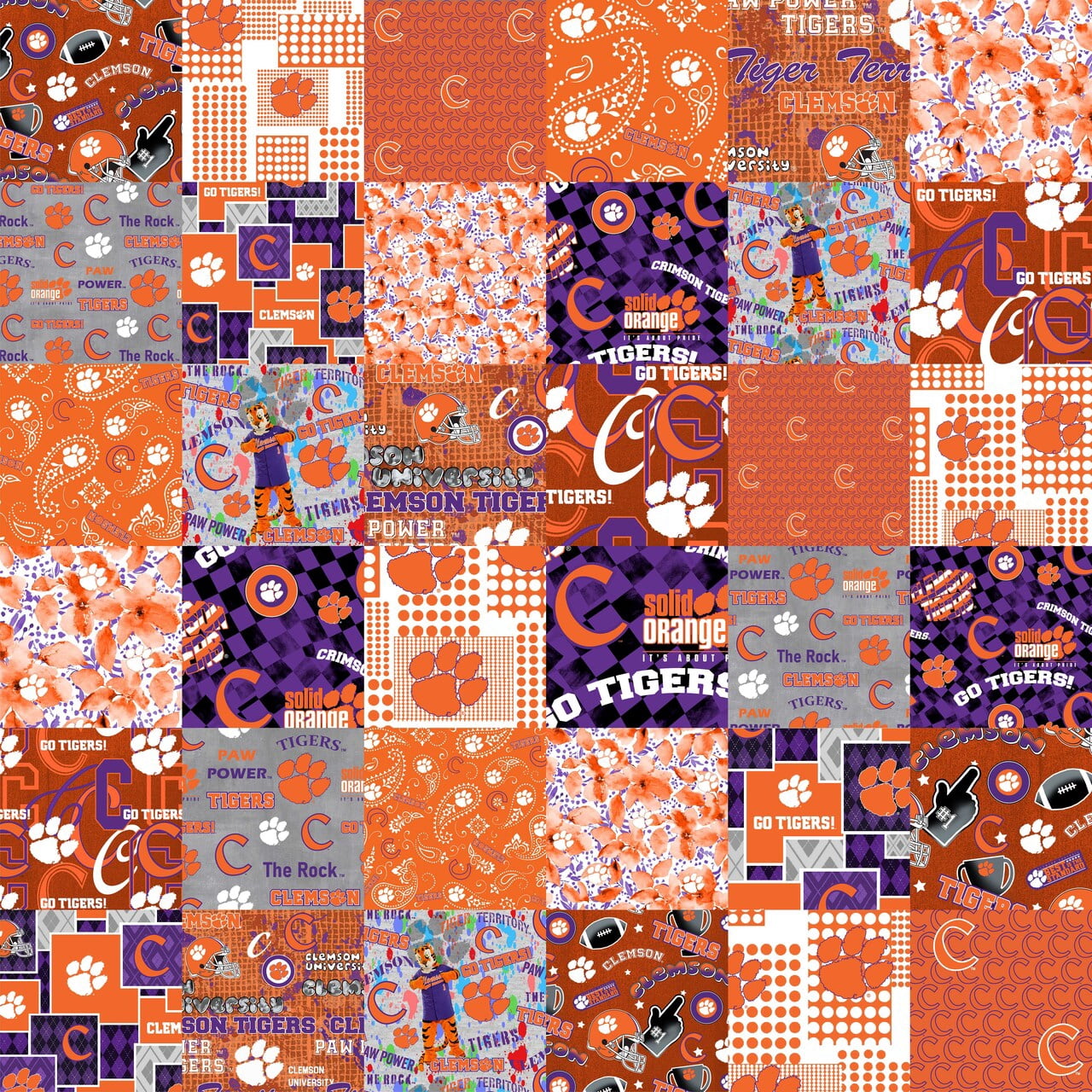 Official Licensed Clemson University Cheater Quilt Printed Cotton ...