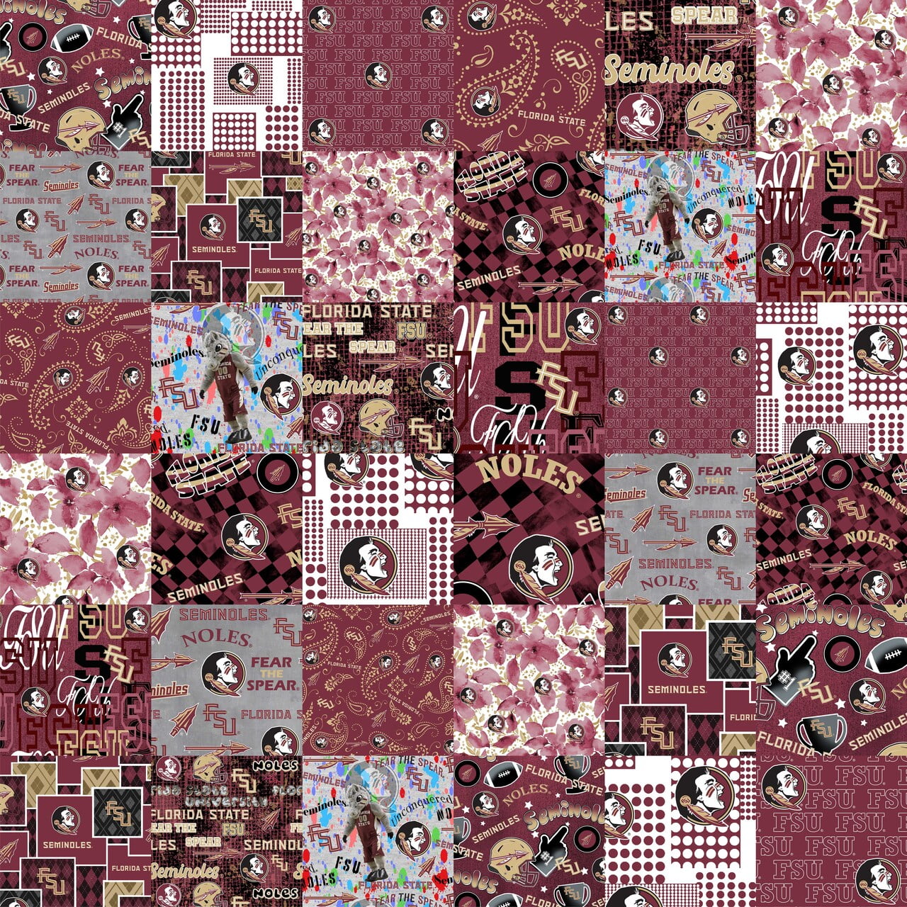 Official Licensed Florida State University Cheater Quilt Printed Cotton ...