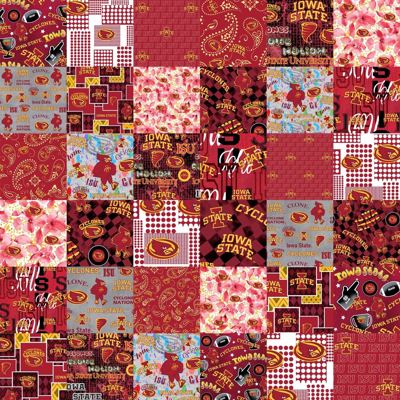 Official Licensed Iowa State University Cheater Quilt Printed Cotton ...