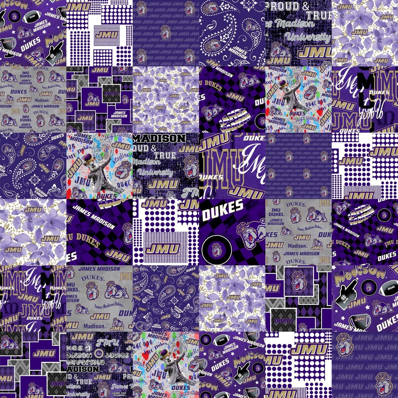Official Licensed James Madison University Cheater Quilt Printed Cotton ...
