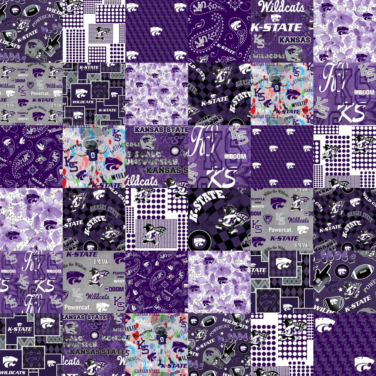 Official Licensed Kansas State University Cheater Quilt Printed Cotton ...