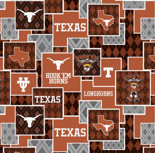 Official Licensed NCAA University of Texas Argyle Boxes Fabric by the ...