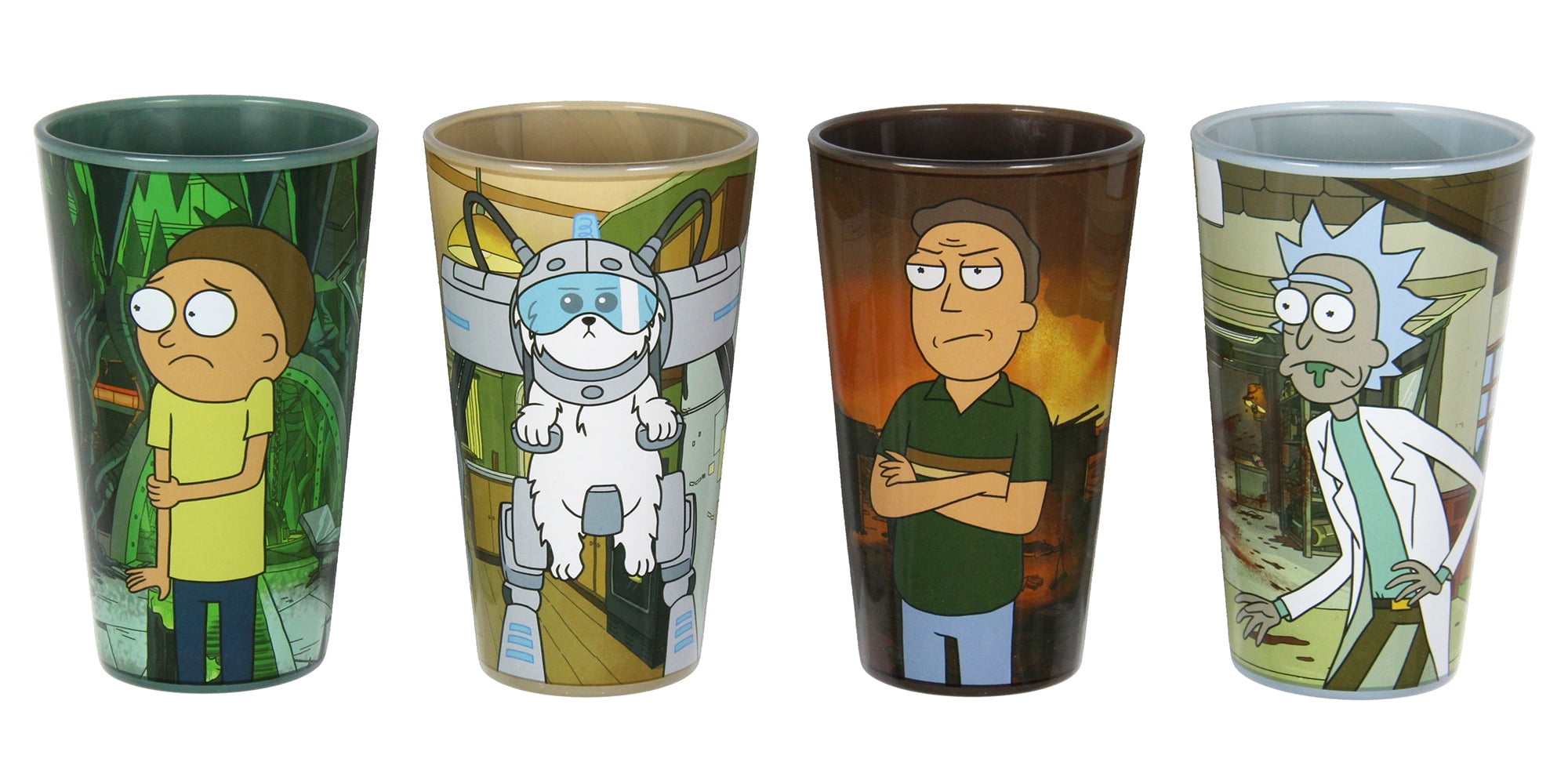 Adult Swim Rick and Morty 16 oz Drinking Glasses Set of 4 - Walmart.com