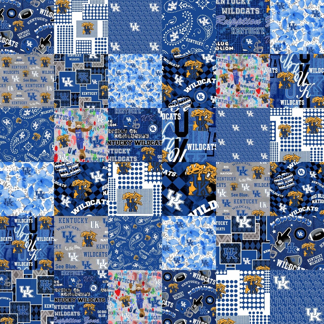 Official Licensed University of Kentucky Cheater Quilt Printed Cotton ...