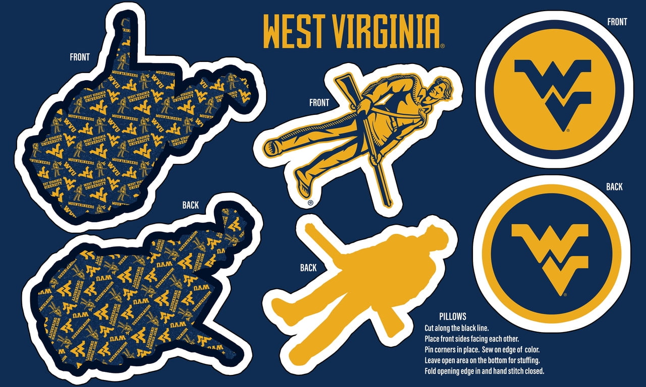 Official Licensed West Virginia University Minky DIY Pillow Project ...