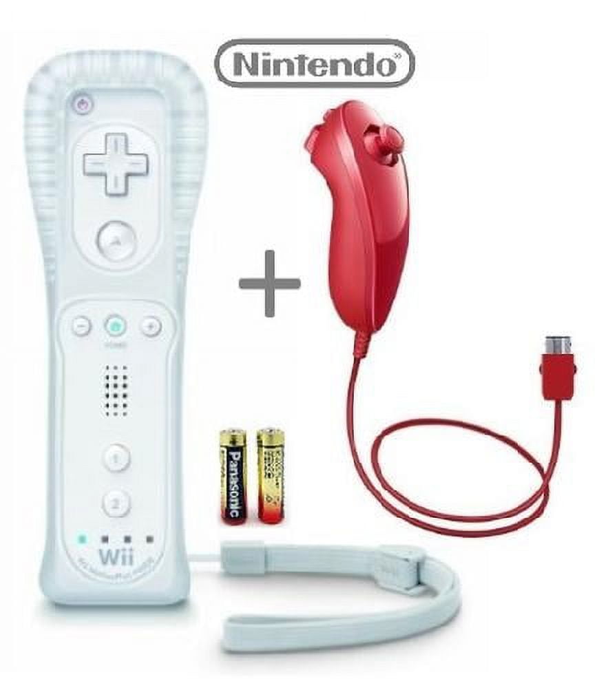 Nintendo Wii/Wii U Remote Plus & Original Nunchuks Controls (White/Red ...