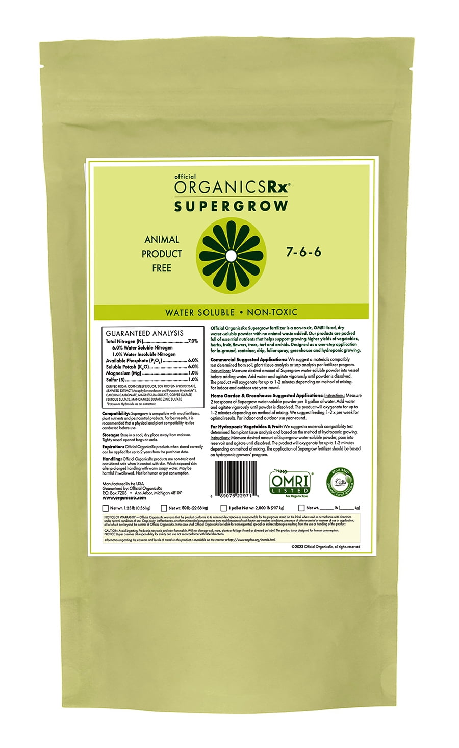 Official OrganicsRx Supergrow 7-6-6 Fertilizer Powder for Plants ...