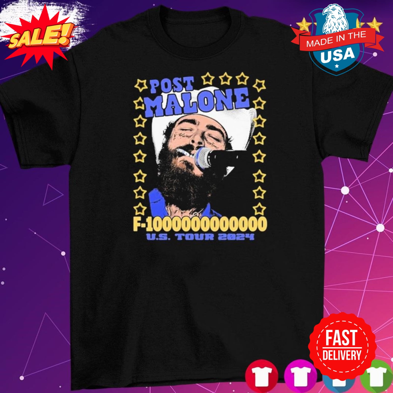 Official Post Malone F-1 Trillion Us Tour 2024 T-Shirt S-5XL - Walmart.com