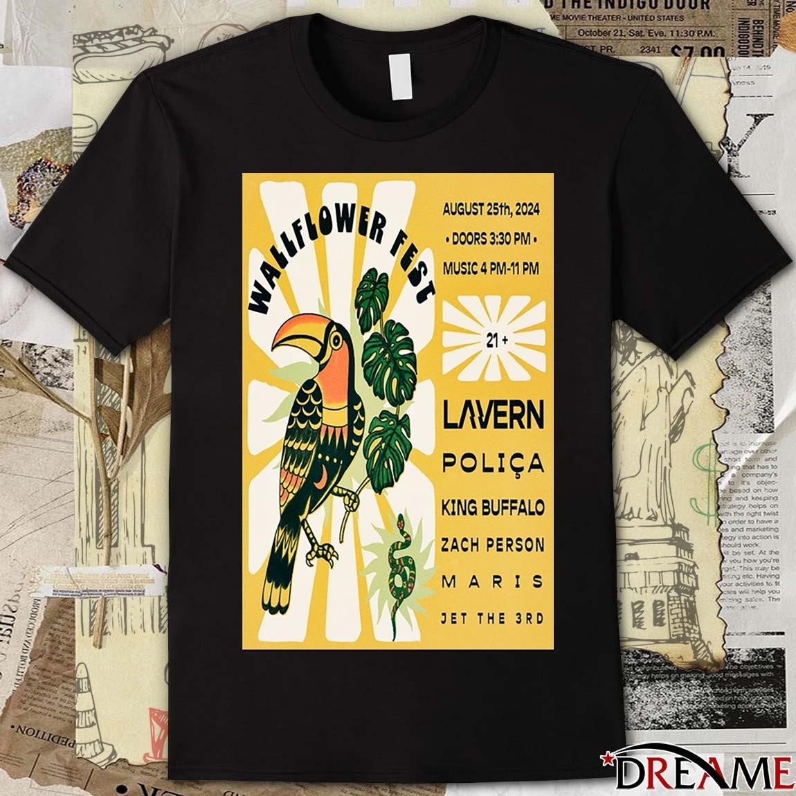 Official Poster Wallflower Fest Aug 25 2024 Burlington Vt T-shirt ...