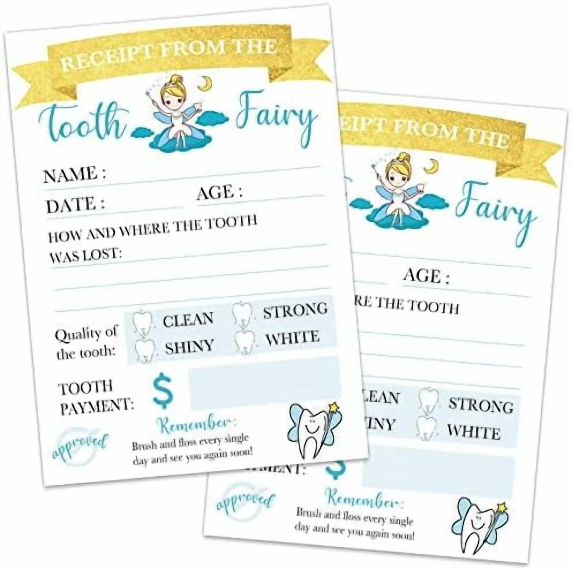 Official Receipt From The Tooth Fairy, Tooth Fairy Paper Certificate ...