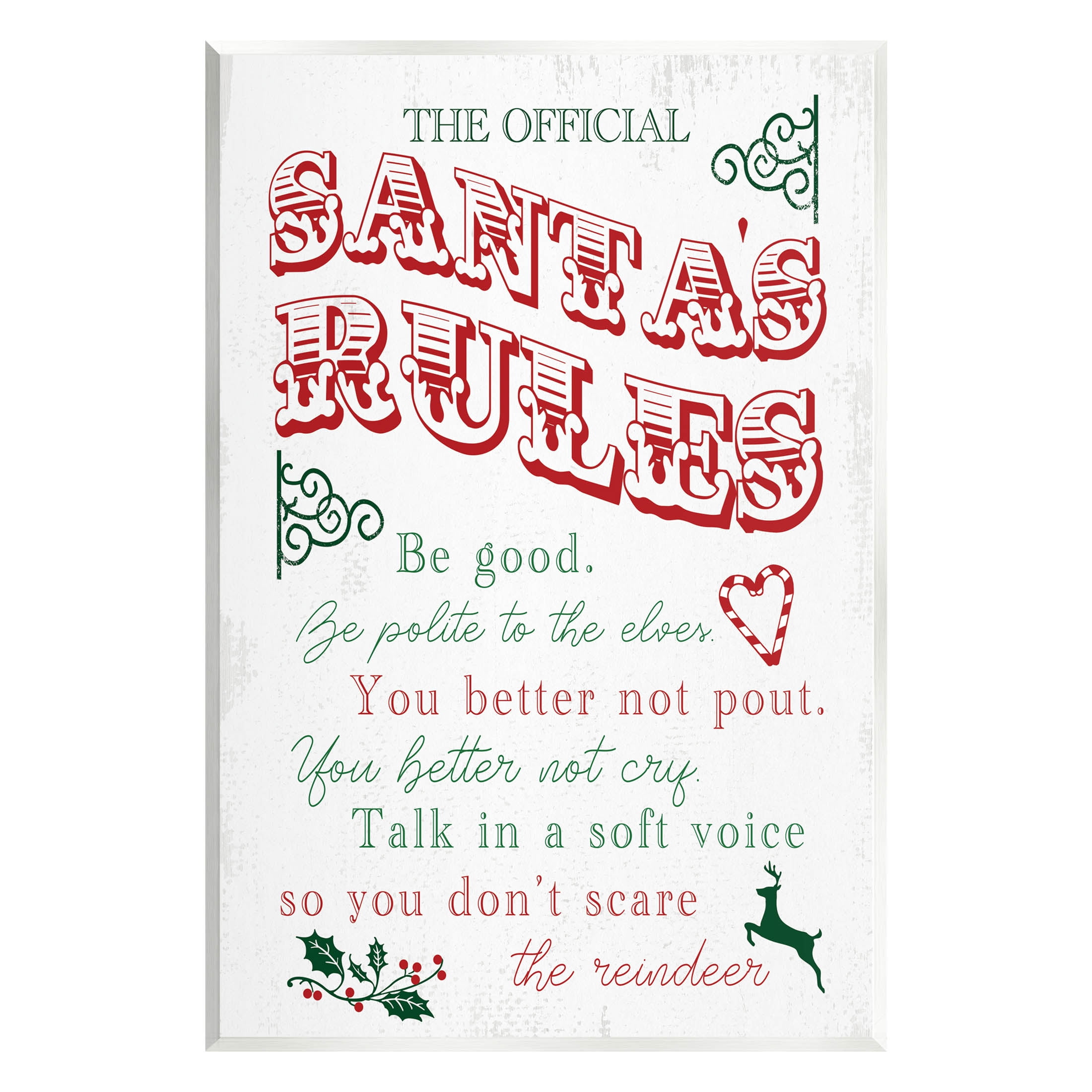 Official Santa's Rules Christmas List Holiday Graphic Art Unframed Art ...