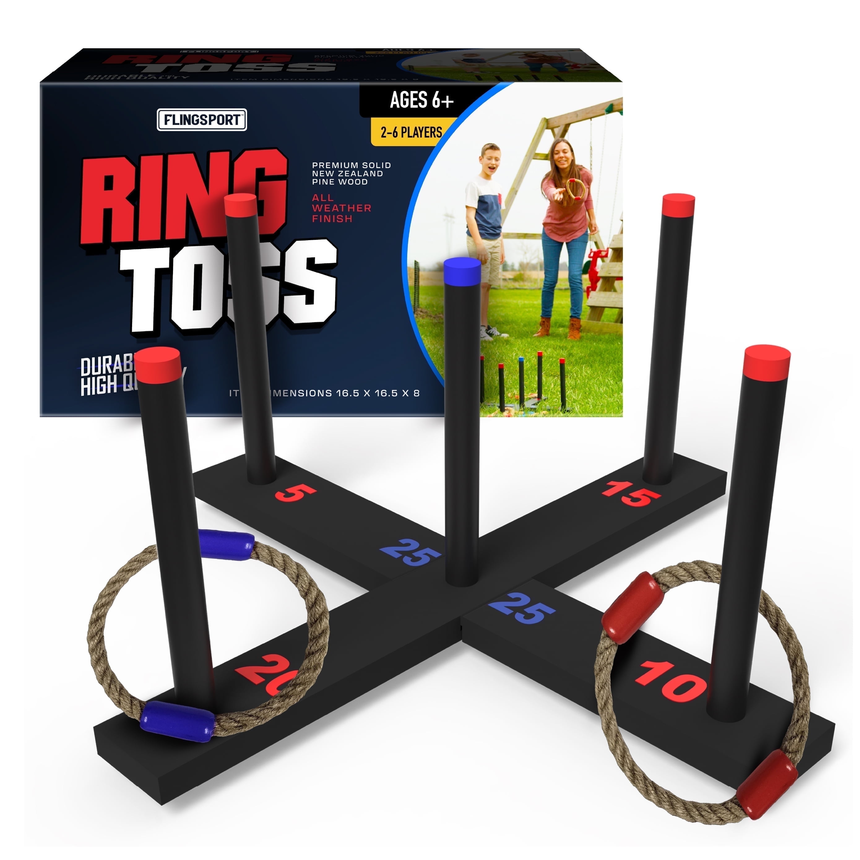 Wood Ring Toss Outdoor Yard Game for Adults and Kids - Walmart.com