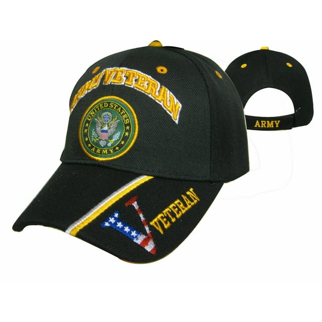 Official US Army Licensed Army Veteran & Emblem Black Cap Hat - Walmart.com