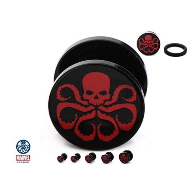 Officially Licensed Black Acrylic Red Hydra Logo Screw Fit Plug Set 4 ...