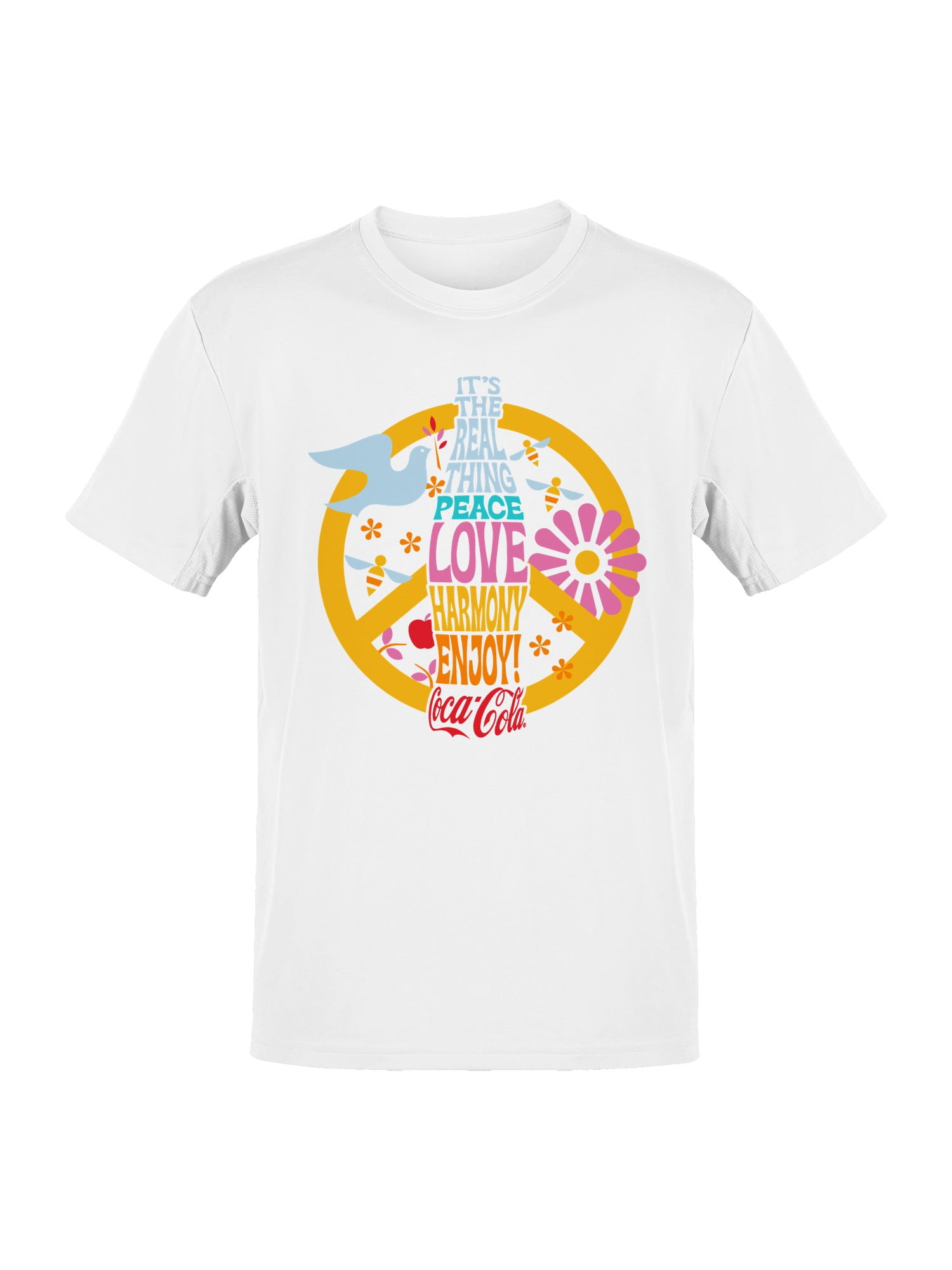 Officially Licensed Coca Cola Real Thing Peace Love Harmony Men's T ...