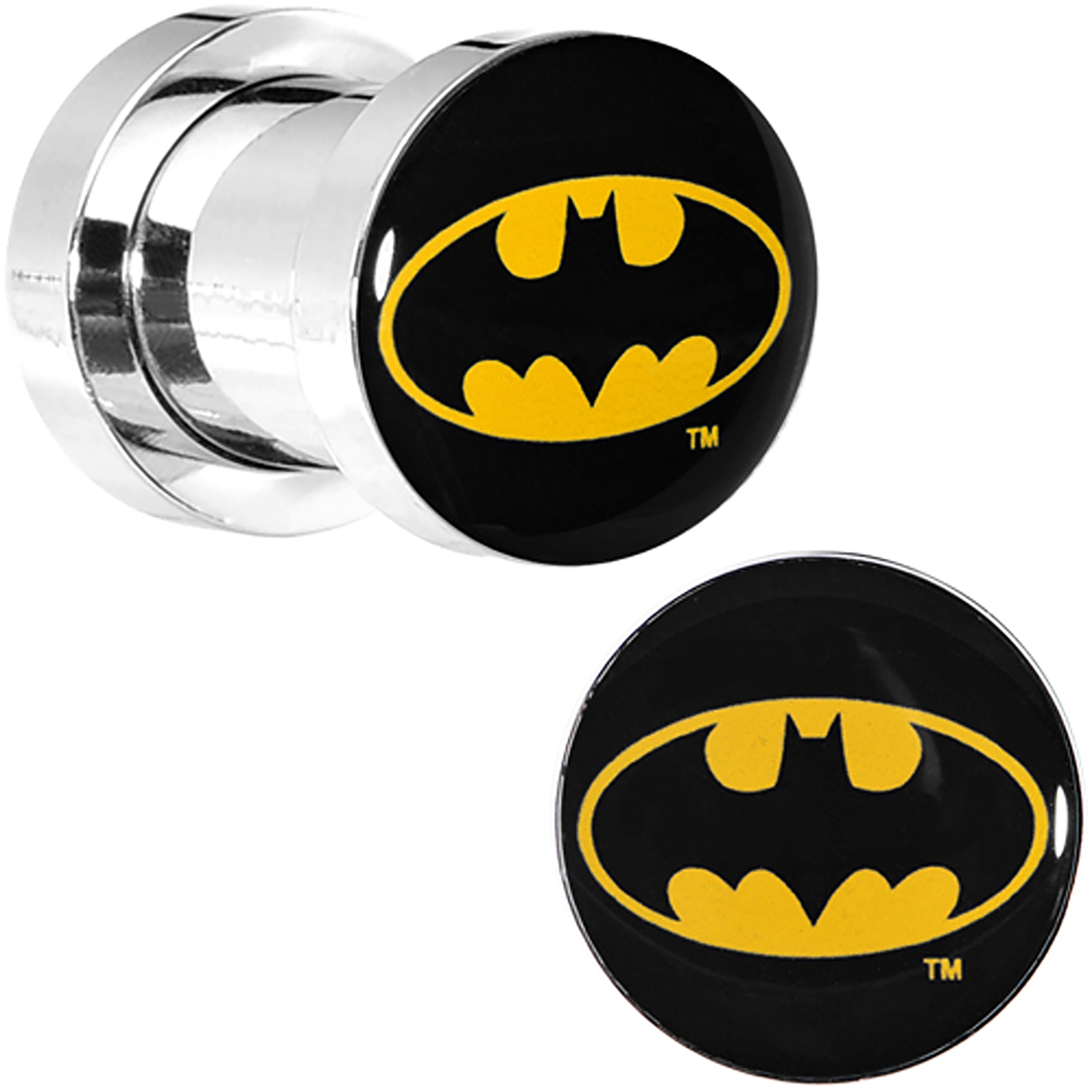 Officially Licensed Comics Steel Black and Yellow Batman Logo Screw Fit ...