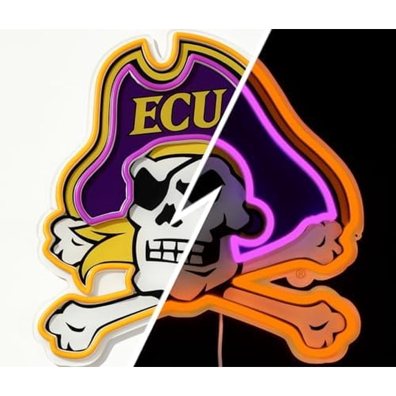 Officially Licensed ECU Pirates LED Neon Sign – 14.16" x 15" Purple ...