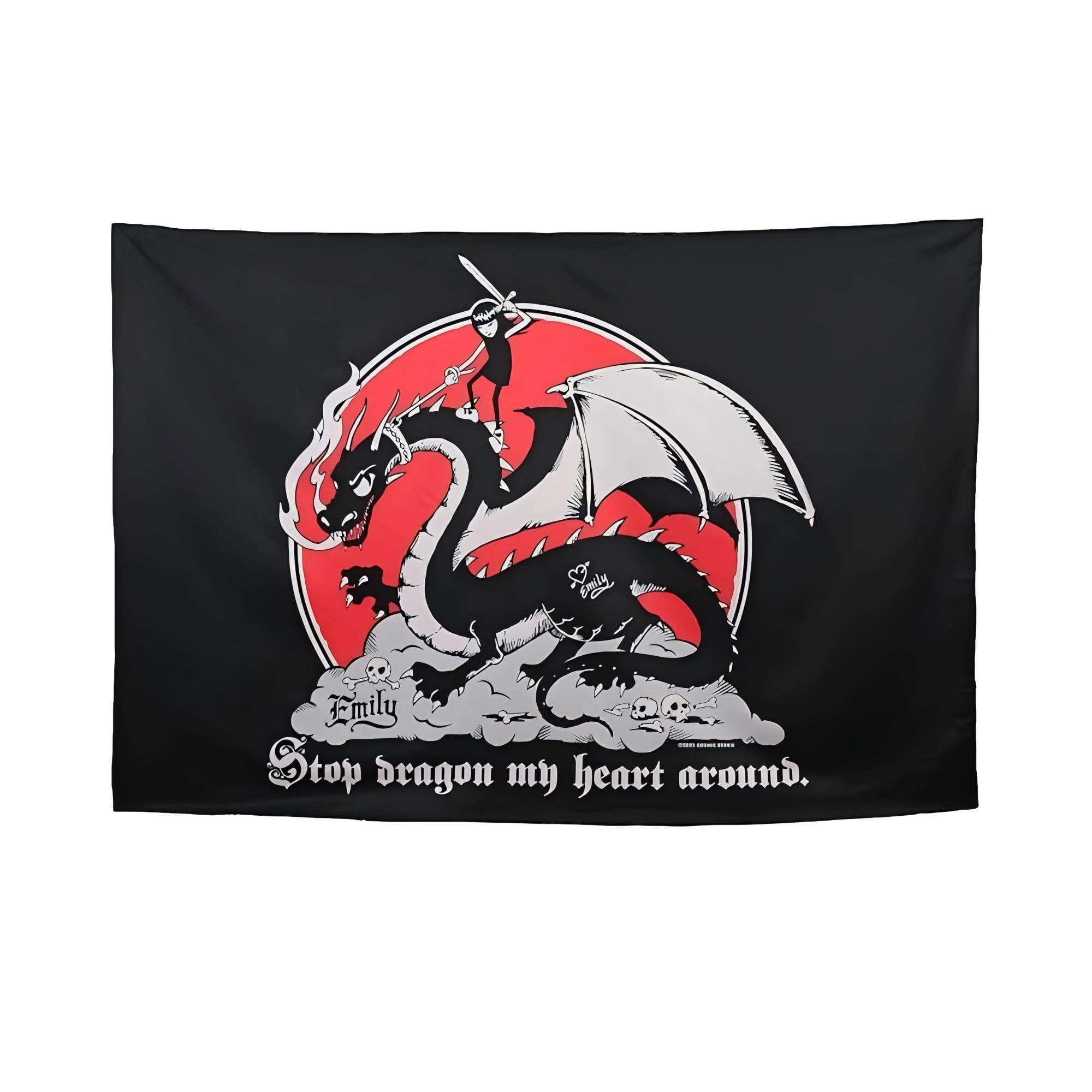 [Officially Licensed] Emily the Strange Dragon Print Black Wall Hanging ...