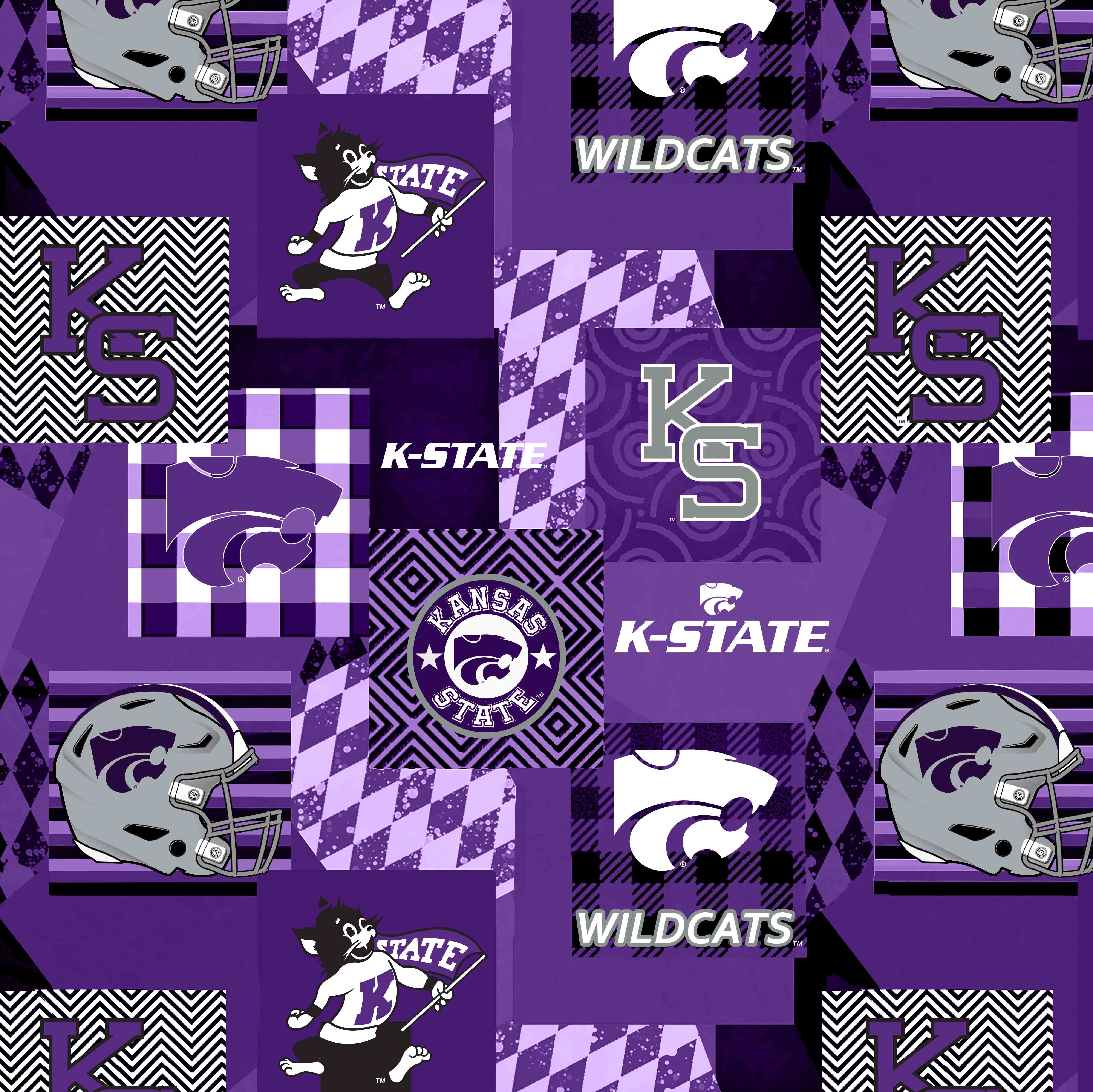 Officially Licensed Kansas State University Minky Fabric with Geometric ...