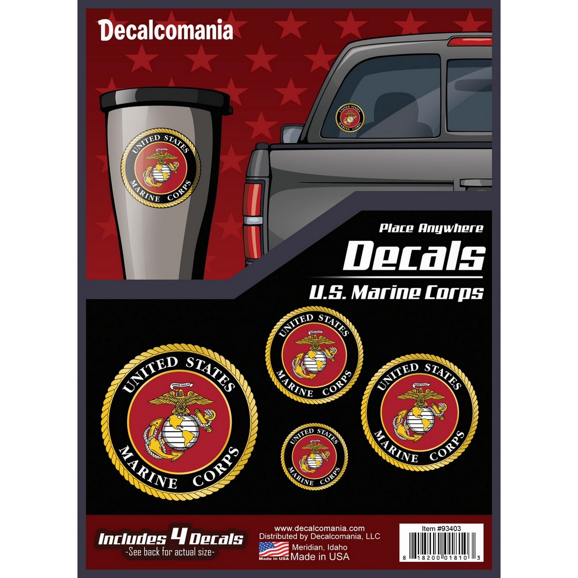 Official Marine Corps Decals - 4pc US Military Stickers for Vehicles ...