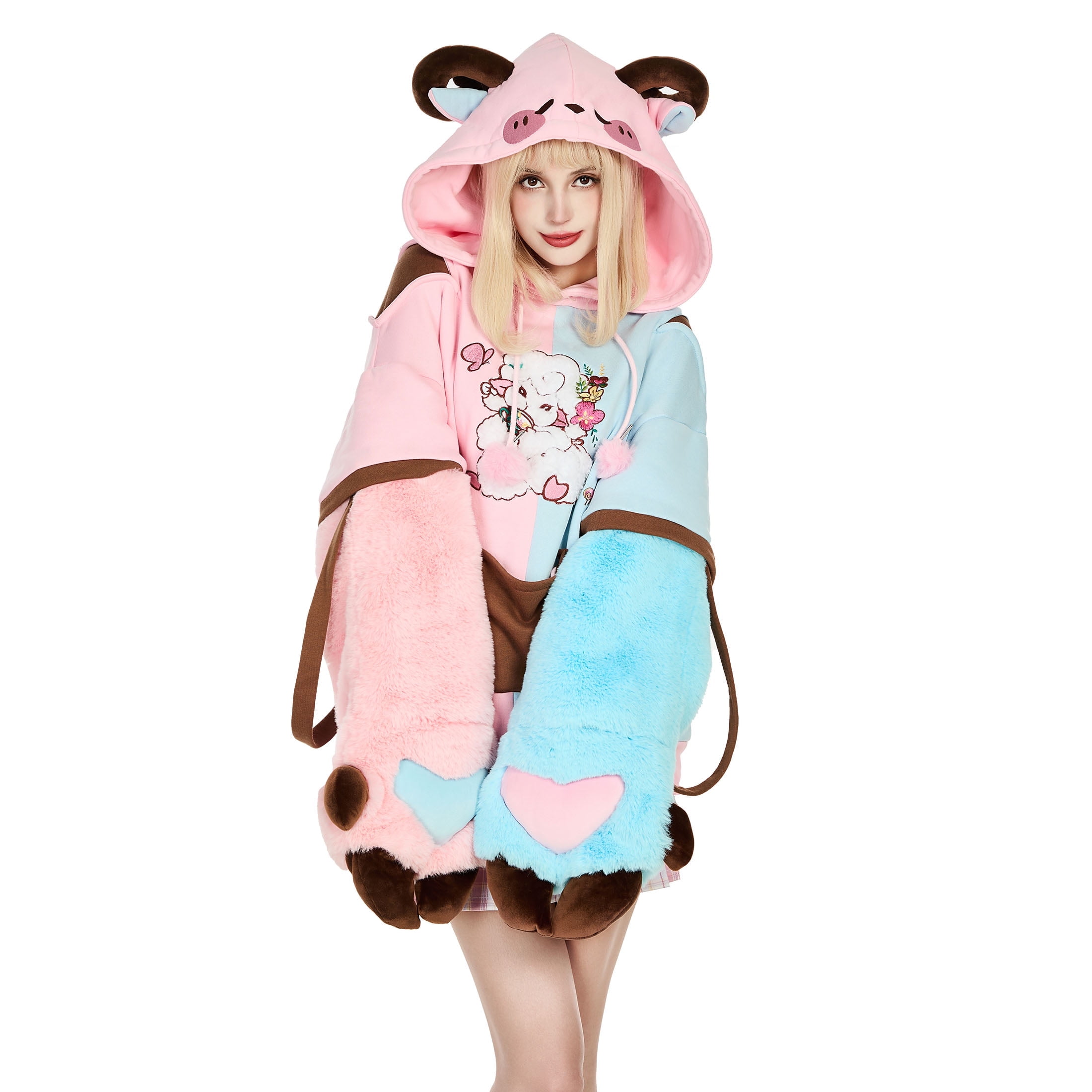 [Officially Licensed] Micotaku Sheep Paw Hoodie for Women Color Clash ...