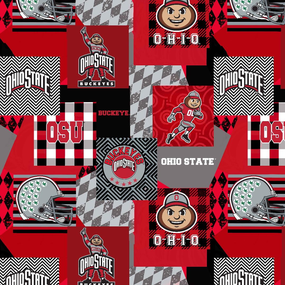 Officially Licensed Ohio State University Minky Fabric with Geometric ...