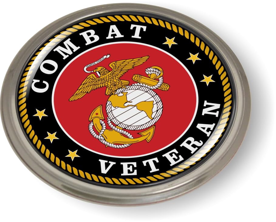 BestLicensePlateFrames - US Marine Corps Combat Veteran, USMC 3D Domed ...