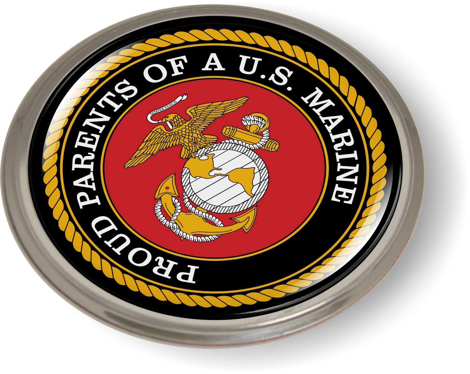 BestLicensePlateFrames - Proud Parents of a U.S. Marine, USMC 3D Domed ...