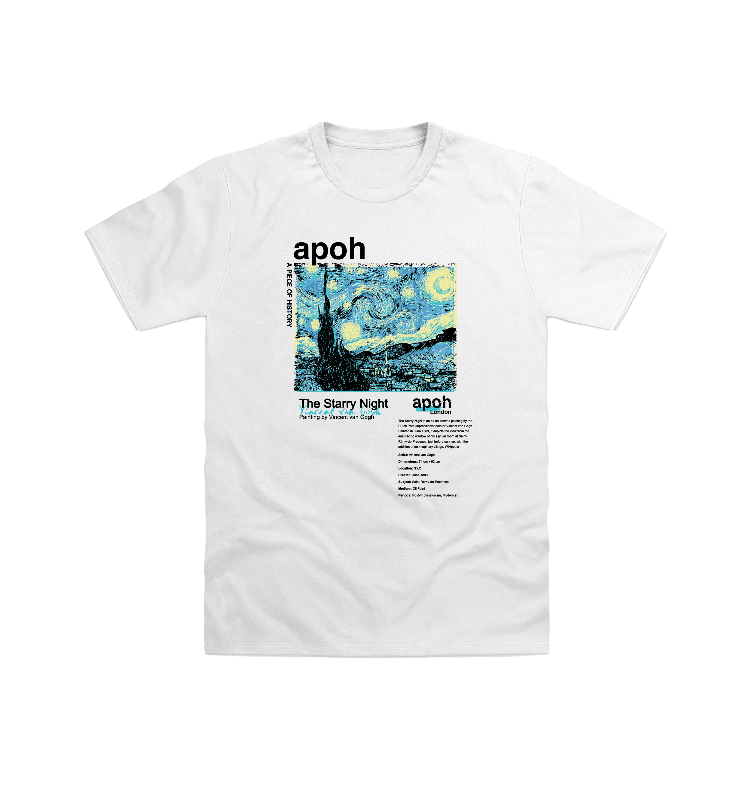 Officially Licensed APOH, Van Gogh Starry Night Text T-Shirt - Walmart.com
