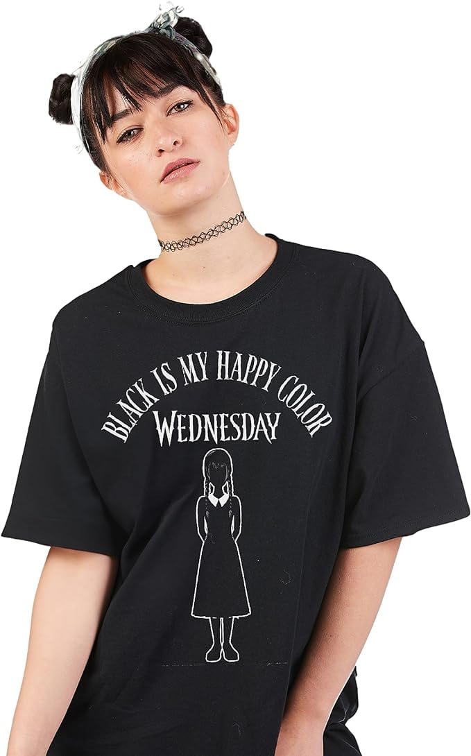Officially Licensed Wednesday Black Short Sleeve Tshirts, Black is My ...