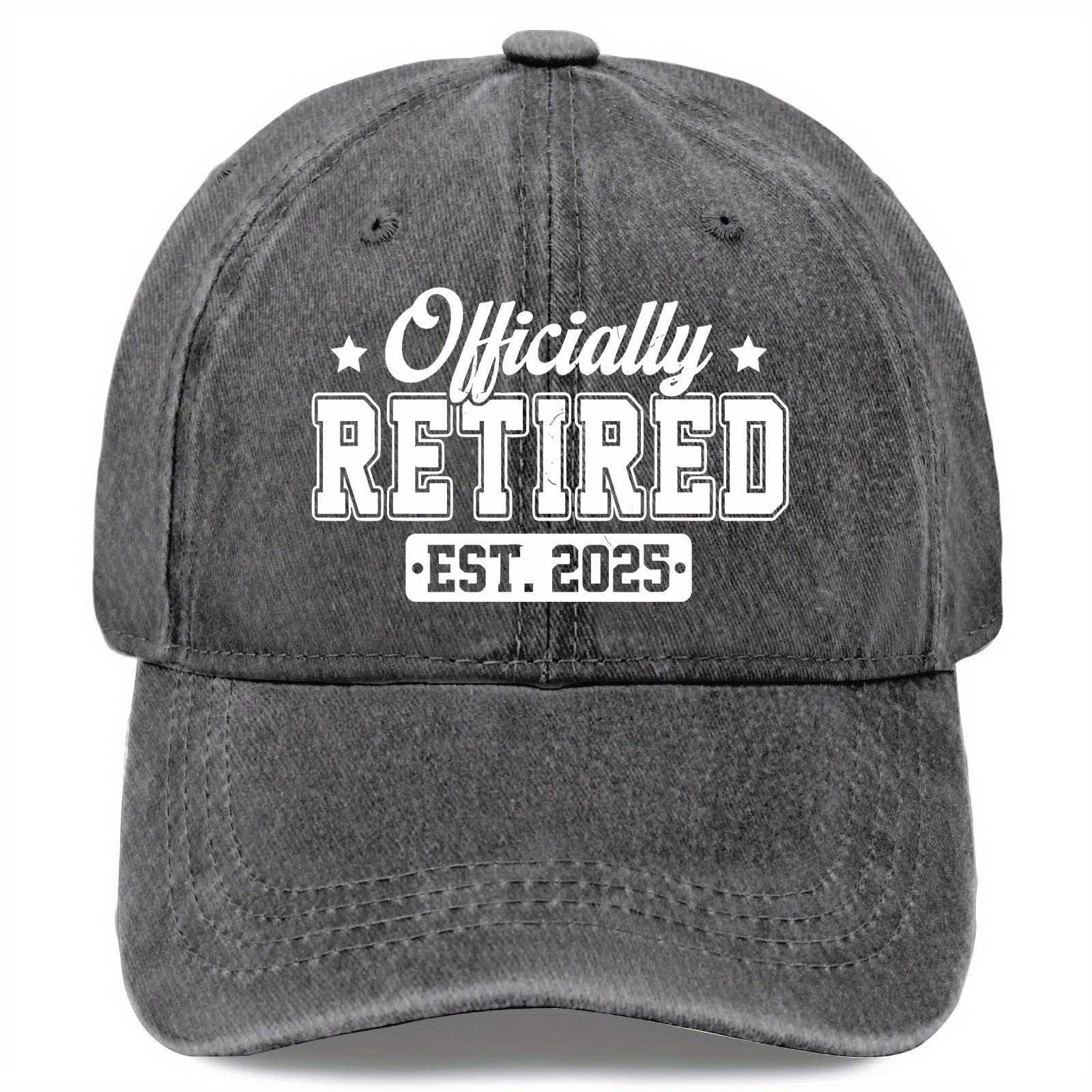Officially Retired 2025 Vintage Washed Baseball Cap - Black with White ...