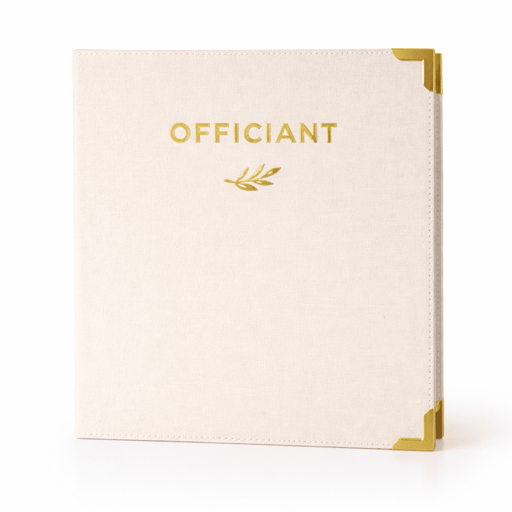 Officiant Binder, Linen 3 Ring Folder with Gold Foil Stamping, Wedding ...