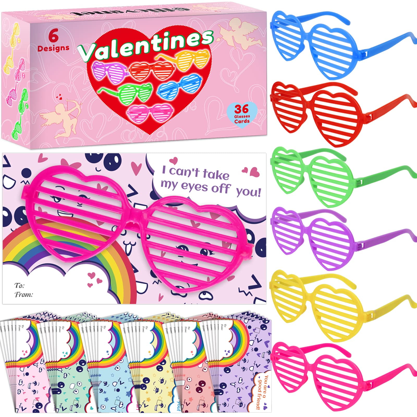 Officygnet 36 Pack Valentines ZS23 Day Cards for Kids with Heart Shaped ...