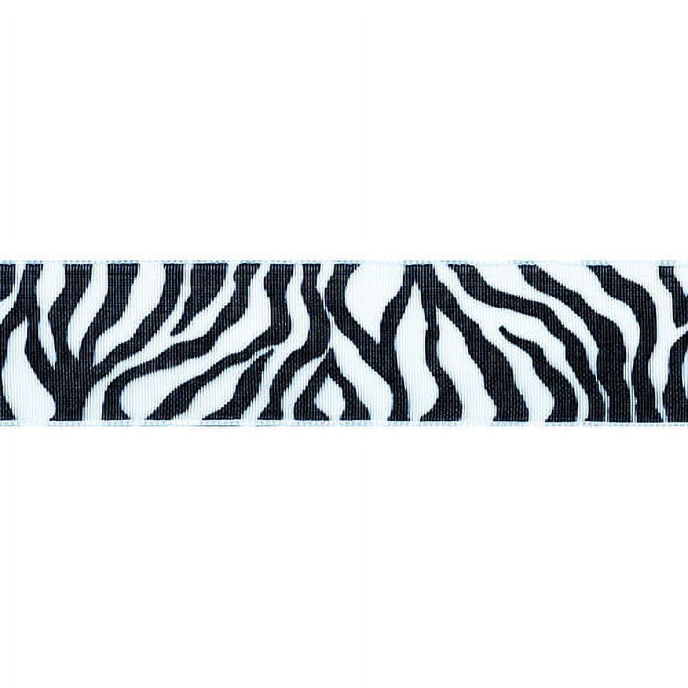 Offray 1.5" Wired Black & White Zebra Animal Print Ribbon, 9 Ft ...
