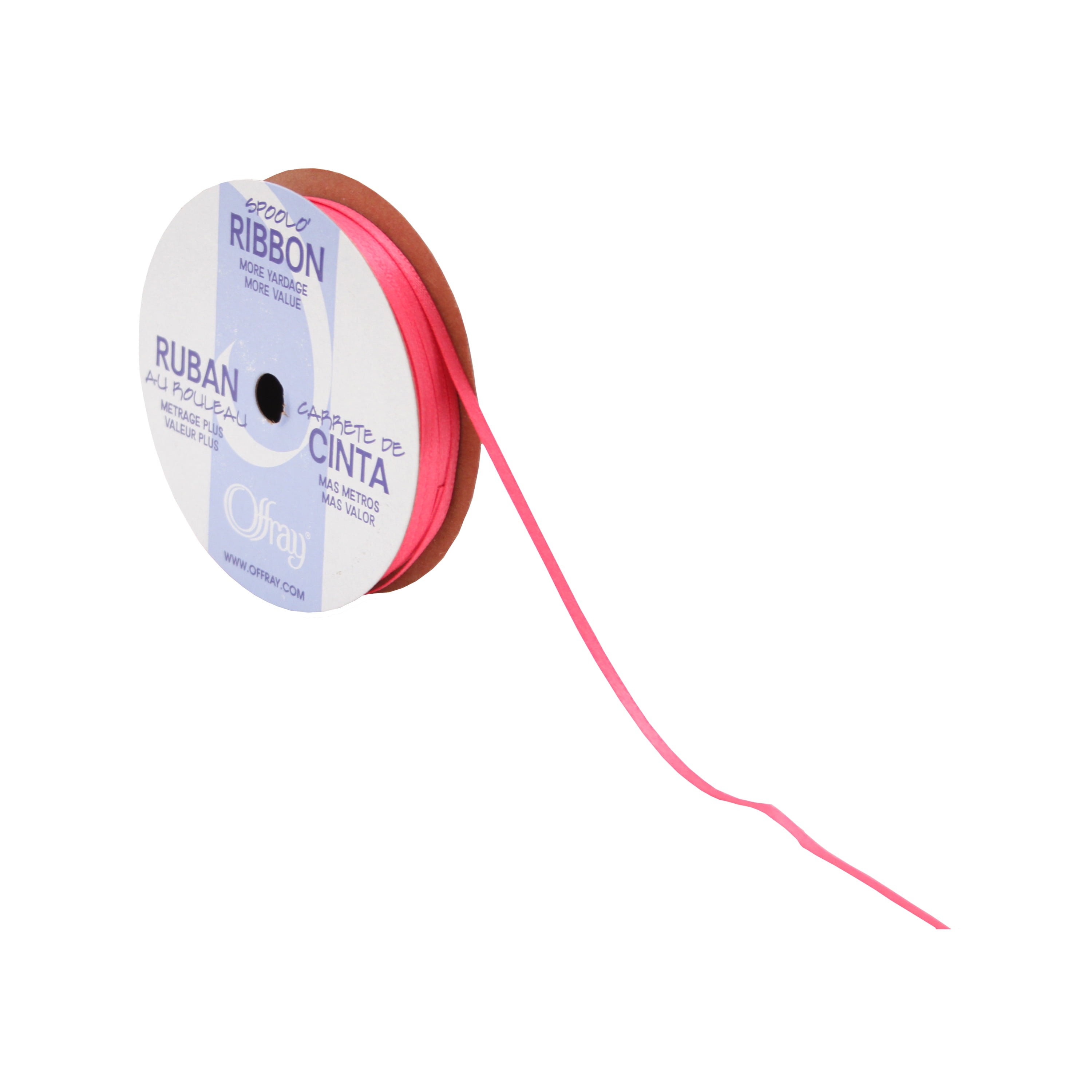 Offray 1/8"x10 Yd Double Face Satin Ribbon-Hot Pink - Walmart.com