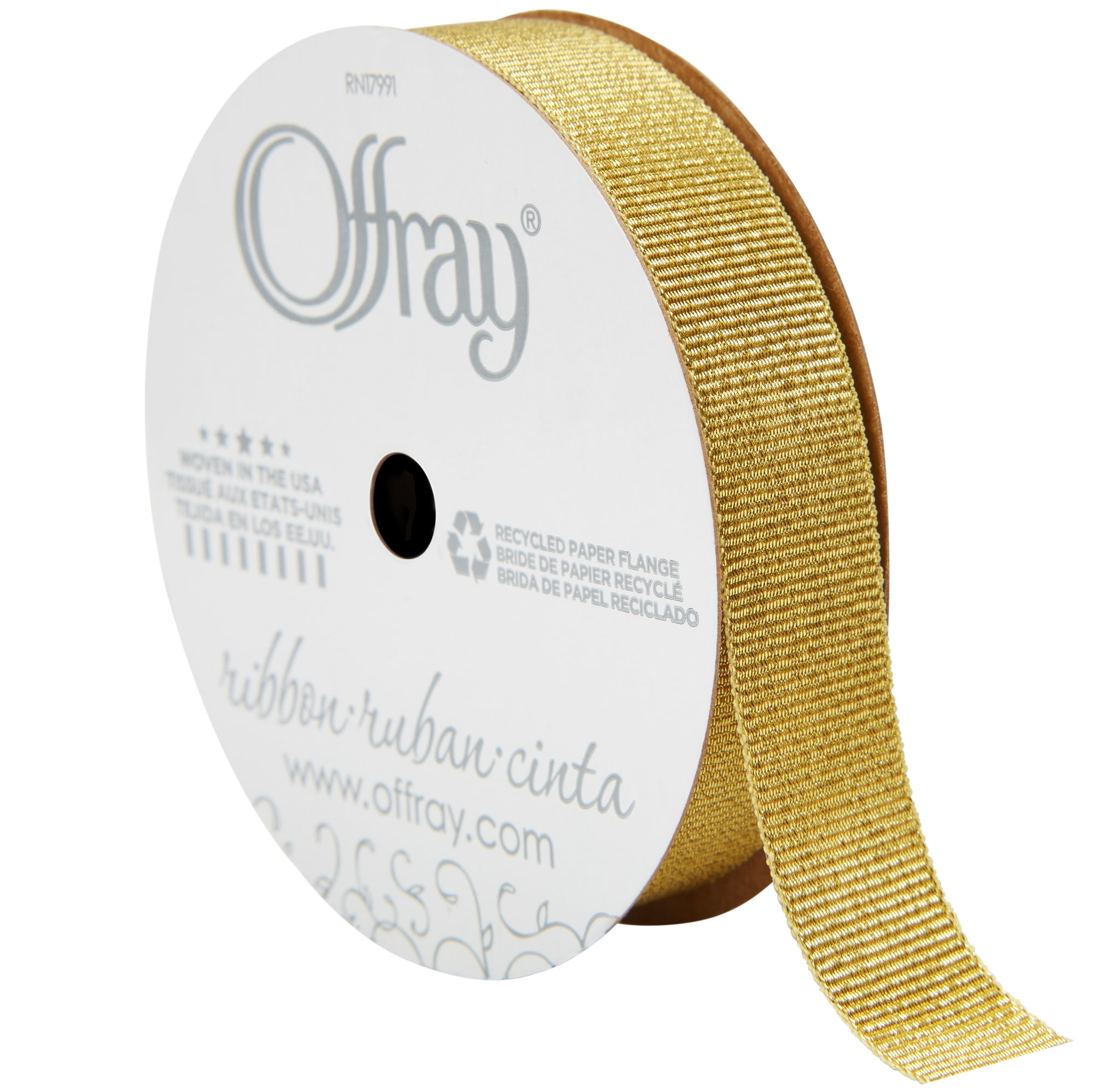 Offray 5/8" x 9' Metallic Gold Grosgrain Ribbon, 1 Each - Walmart.com