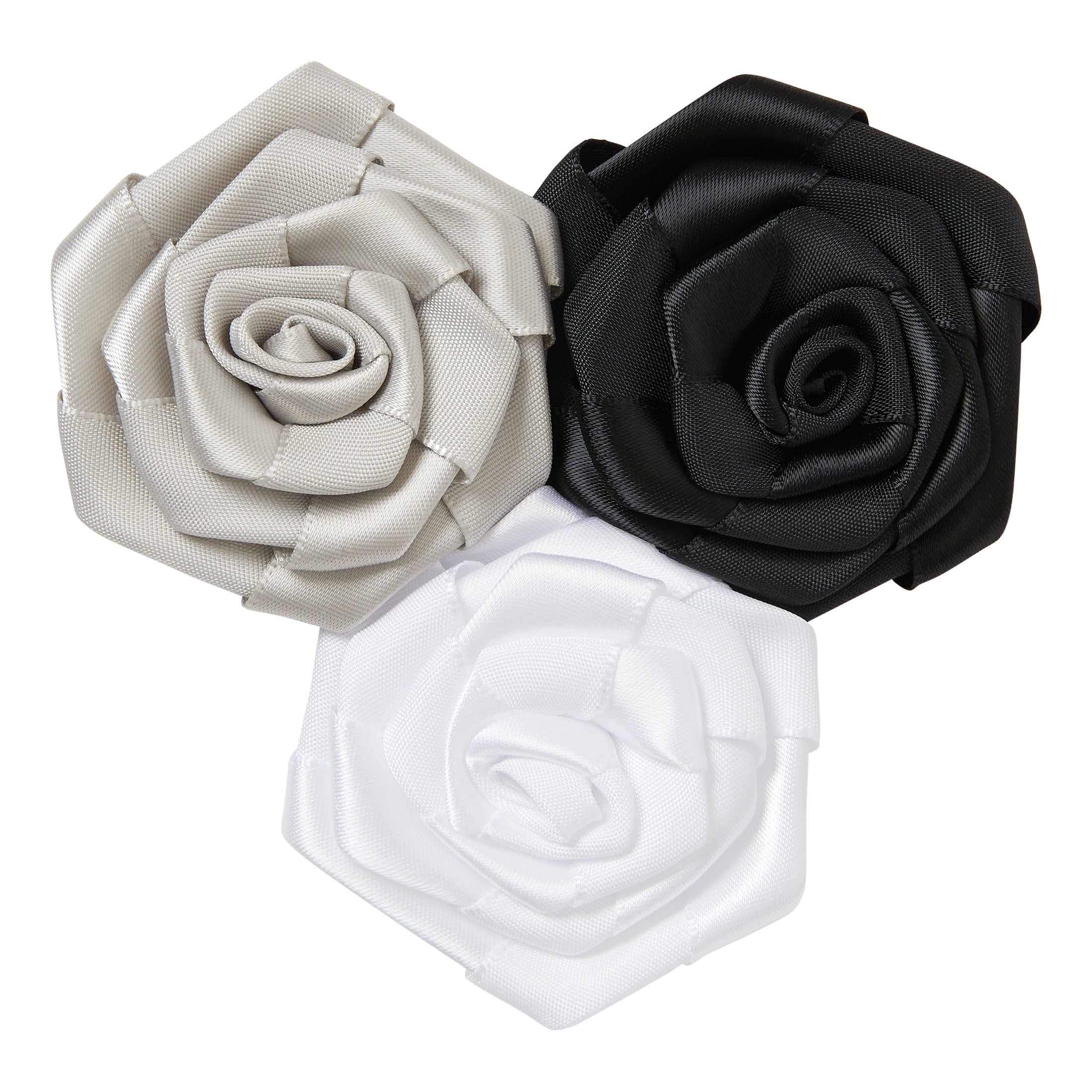 Offray Accessories, Black and White 3 Hand-Crafted Satin Rosette ...