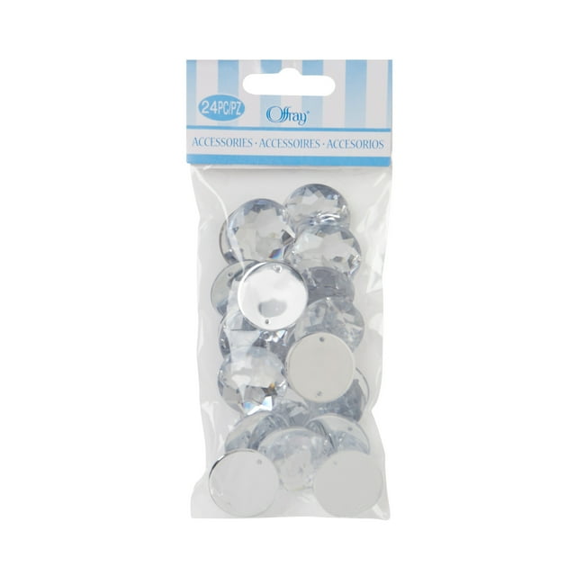 Offray Accessories, Clear Adhesive Round Gem Embellishments, 24 pieces ...