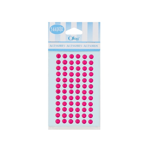 Offray Accessories, Hot Pink Adhesive Gem Embellishments, 144 Pieces ...