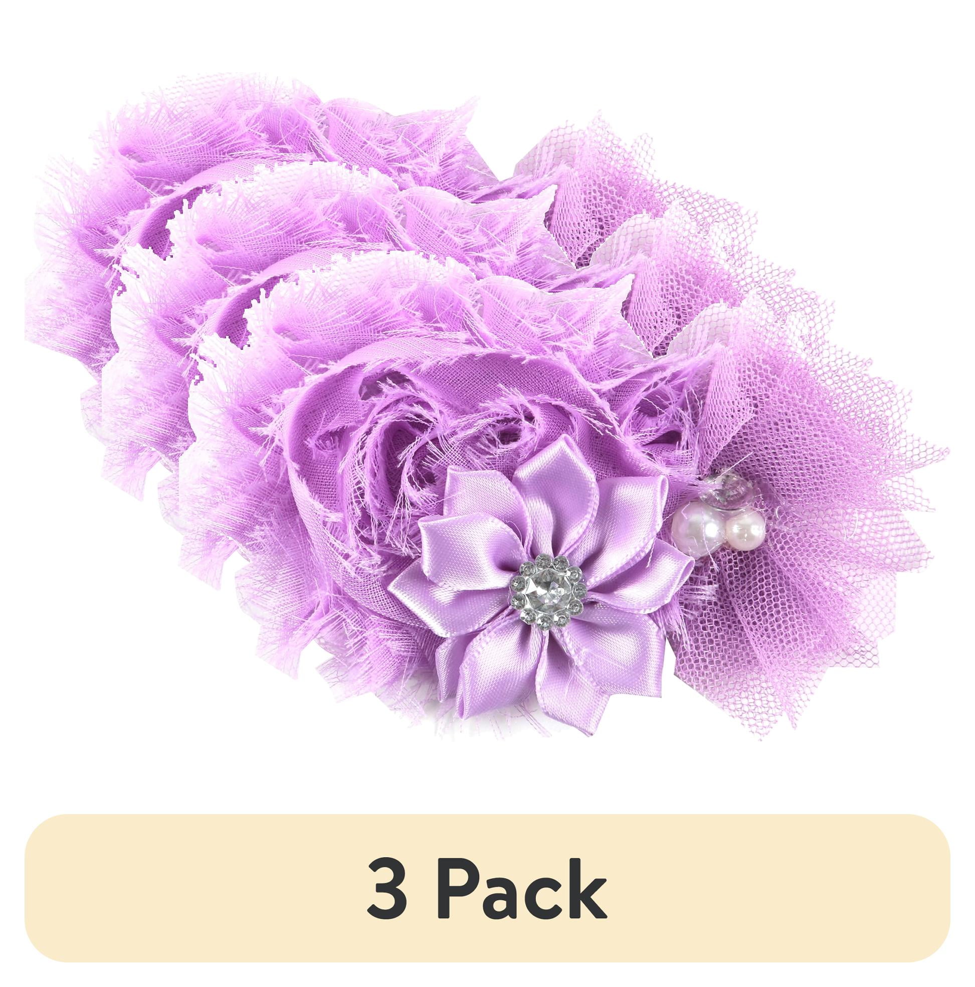 (3 pack) Offray Accessories, Lavender Satin Tulle with Gem Flower ...