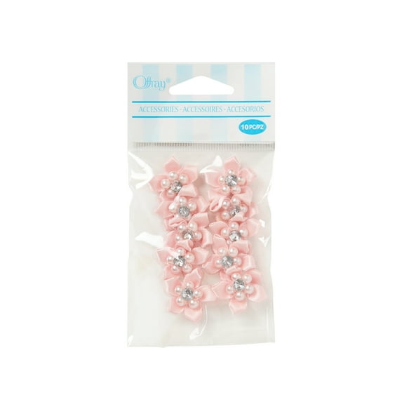 Offray Accessories, Lt Pink 3/4 inch Value Pack 5 Petal Gem Flower ...