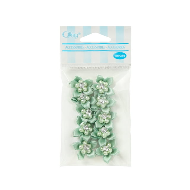 Offray Accessories, Mint 3/4 inch Value Pack 5 Petal Gem Flower ...