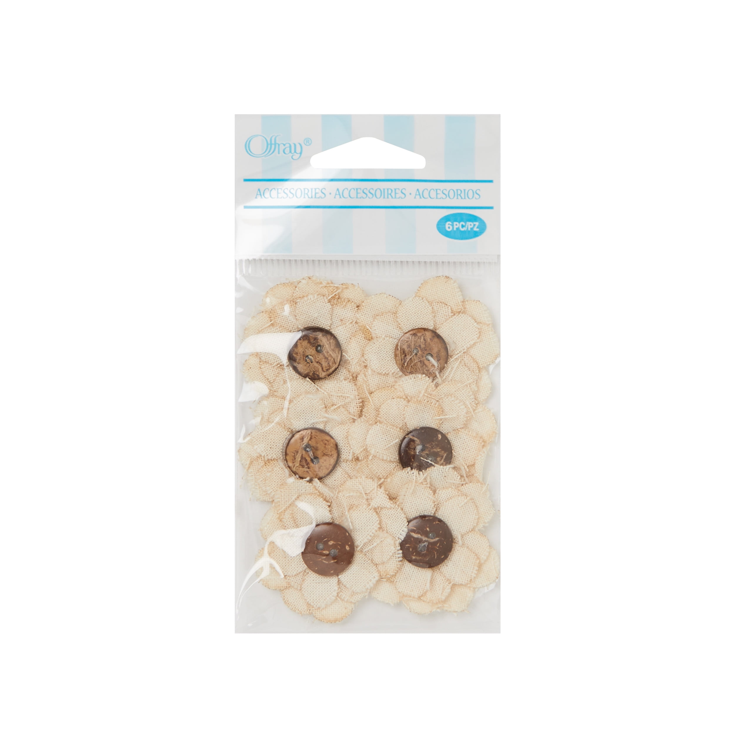 Offray Accessories, Natural Linen Flower with Button Center Accessory ...