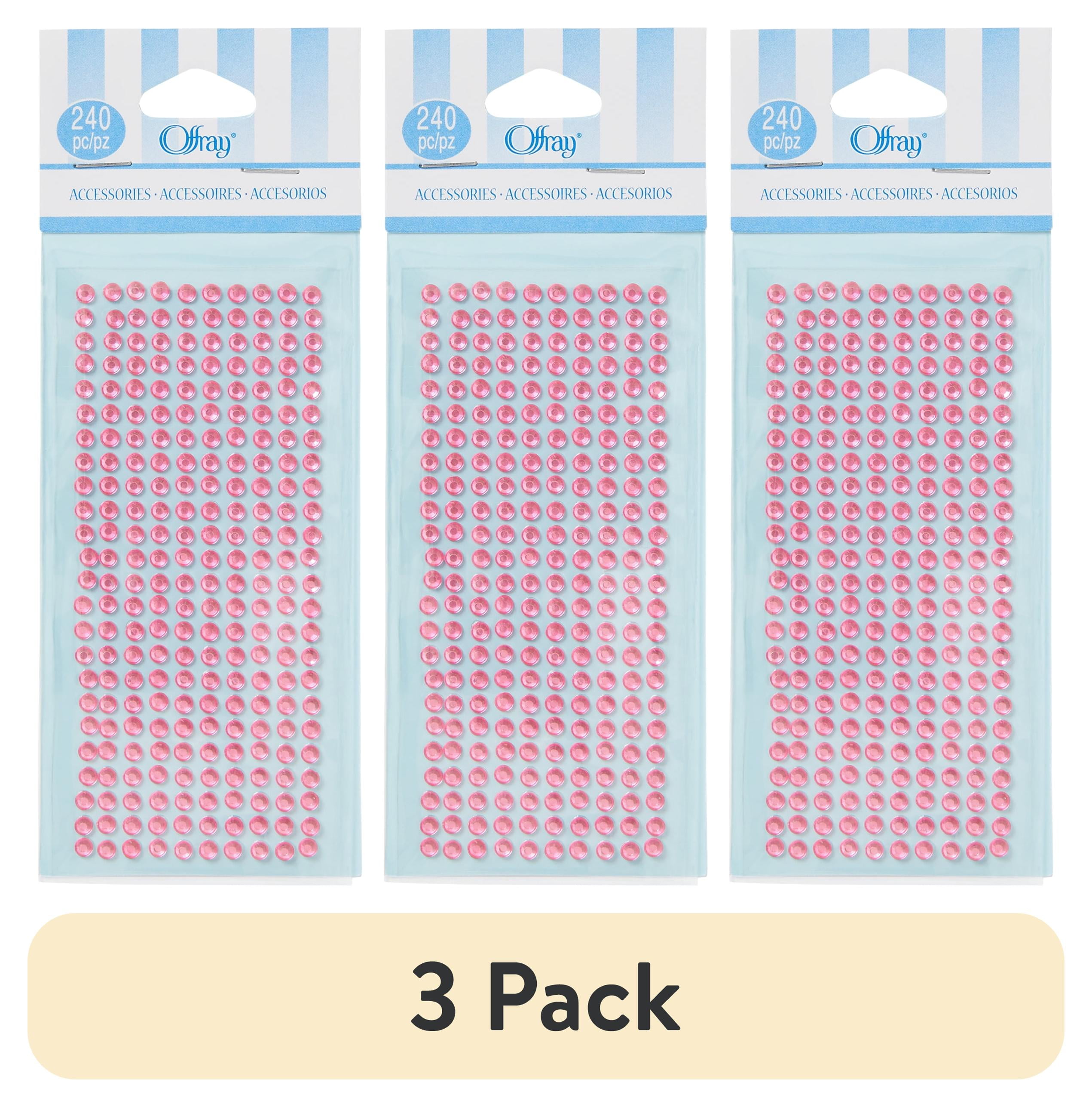 (3 pack) Offray Accessories Pack of 240 Pieces Adhesive Pink Rhinestone ...