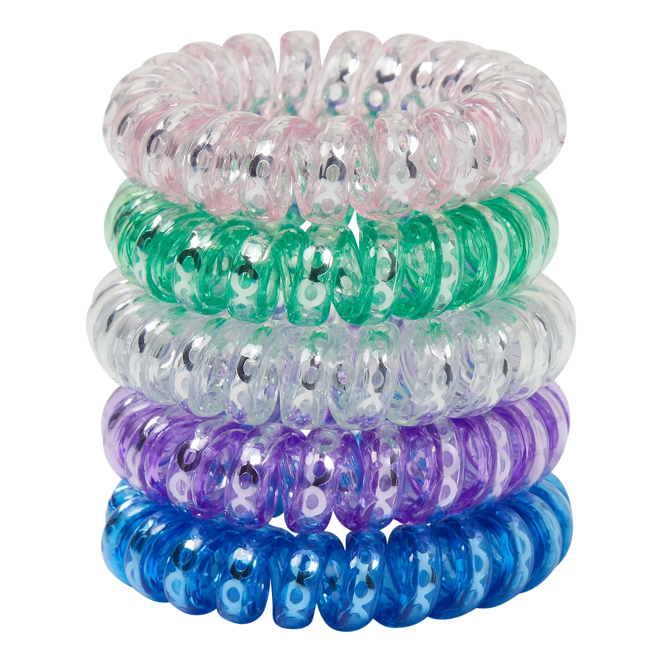 Offray Accessories, Pastel 1 1/2 inch Mini Coil Hair Ties, 5 pieces ...