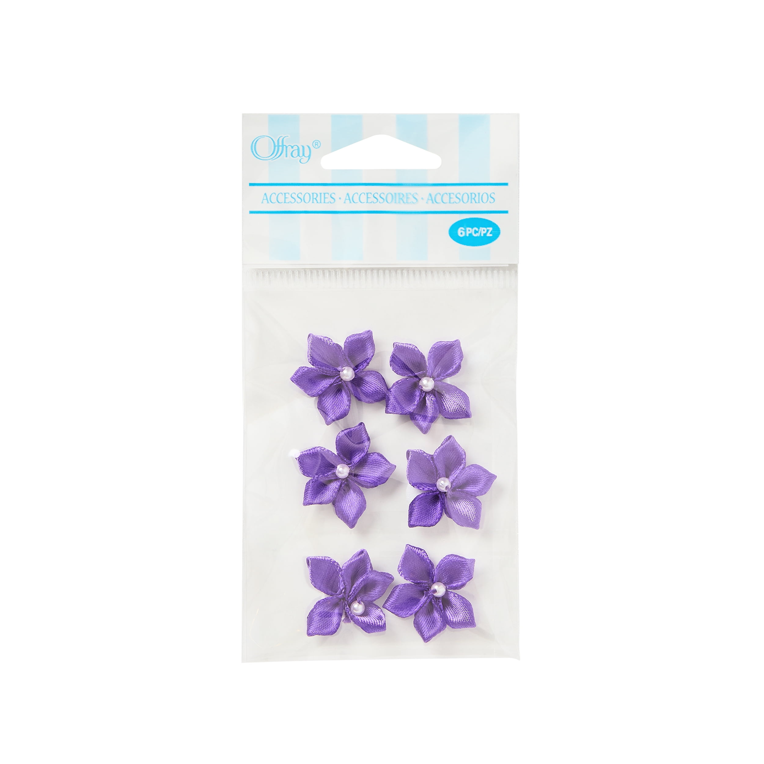 Offray Accessories, Purple 3/4 inch 5 Petal Flower with Pearl Accessory ...